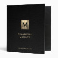 Legacy Binder Black Leather Luxury Gold Initial | Zazzle
