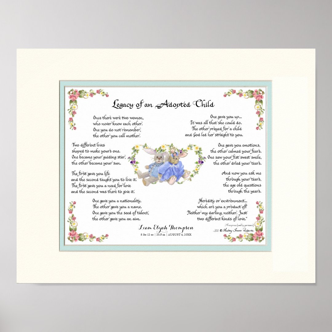 Legacy of an Adopted Child Hand Calligraphy Pink Poster | Zazzle