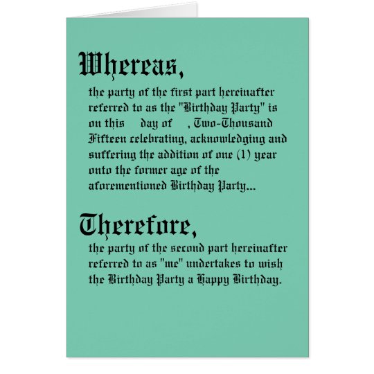 Legal Contract Birthday Card | Zazzle.com