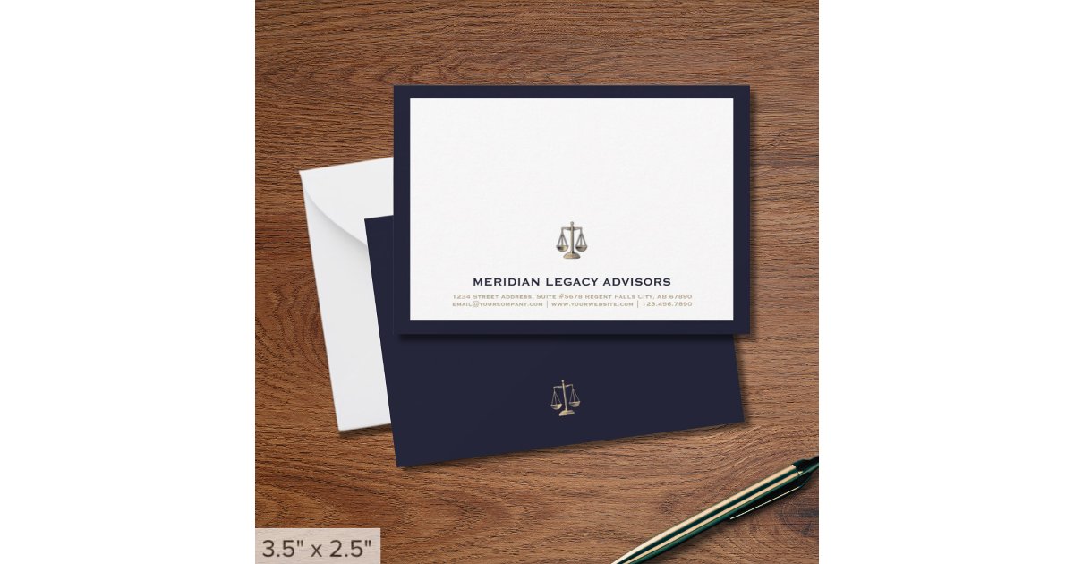 Legal Justice Scale Logo Business Note Card | Zazzle