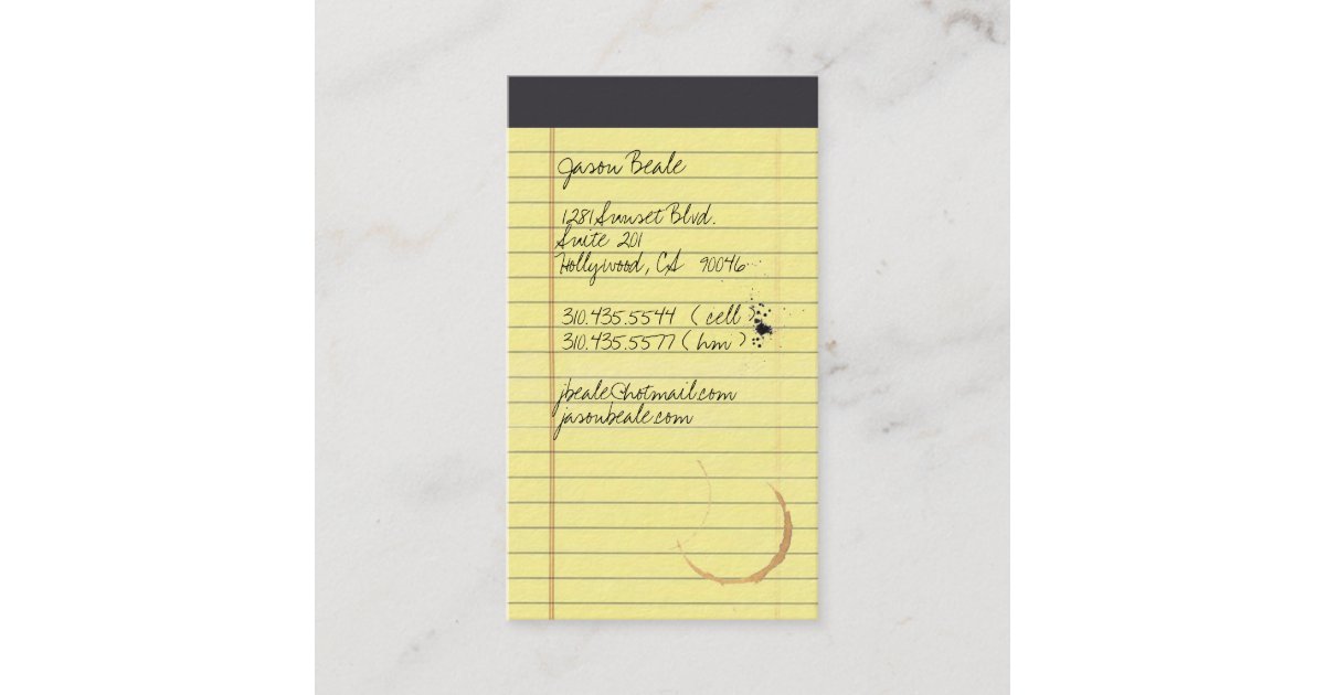 Legal Notepad Business Card | Zazzle