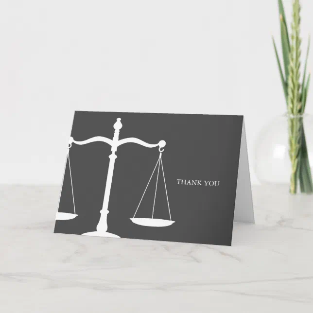 Legal Scales Elegant Law Themed Thank You Card | Zazzle