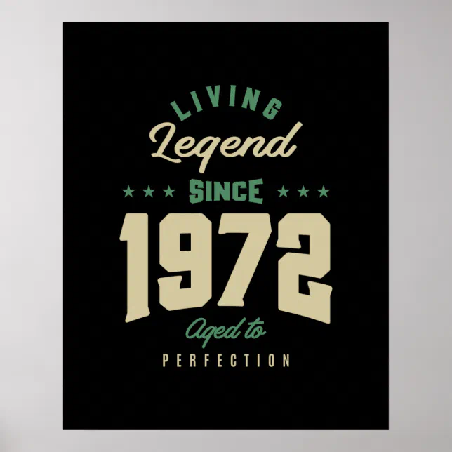 Legends Since 1972 Birthday Gift Poster | Zazzle