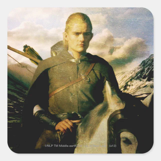 LEGOLAS GREENLEAF™ Close Up on Horse Square Sticker | Zazzle
