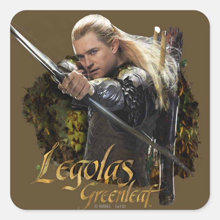 LEGOLAS GREENLEAF™ Drawing Bow Graphic Square Sticker | Zazzle