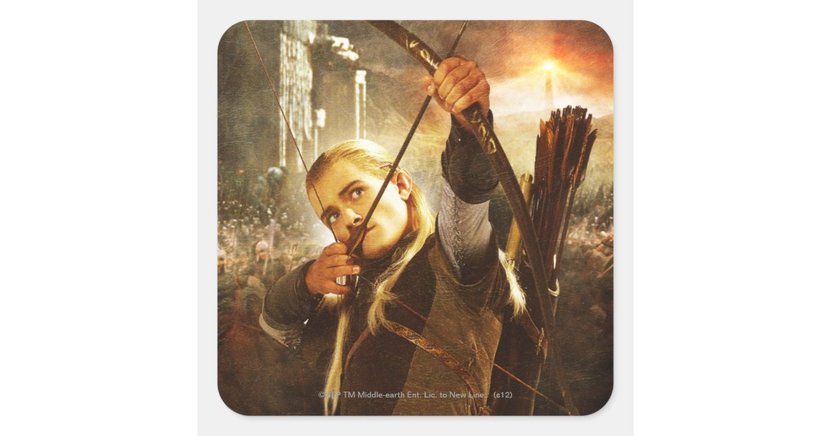 LEGOLAS GREENLEAF™ in Action Square Sticker | Zazzle