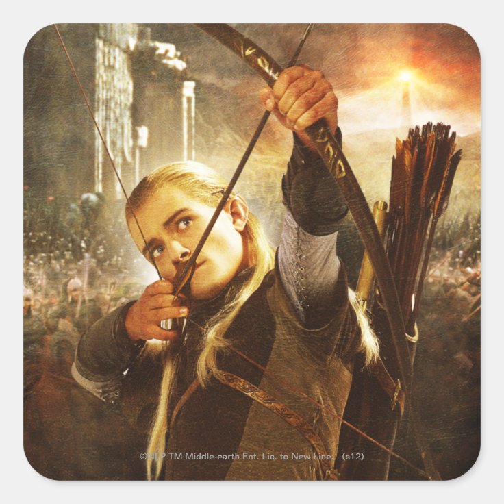 LEGOLAS GREENLEAF™ in Action Square Sticker | Zazzle