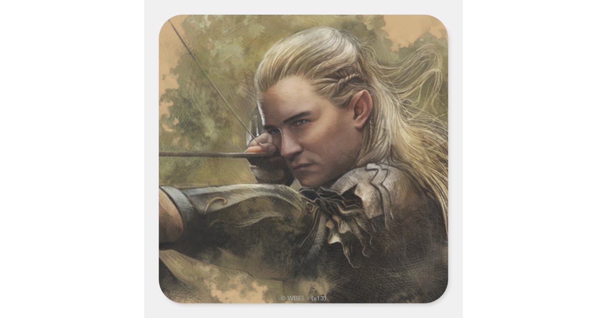 LEGOLAS GREENLEAF™ Sketch Square Sticker | Zazzle