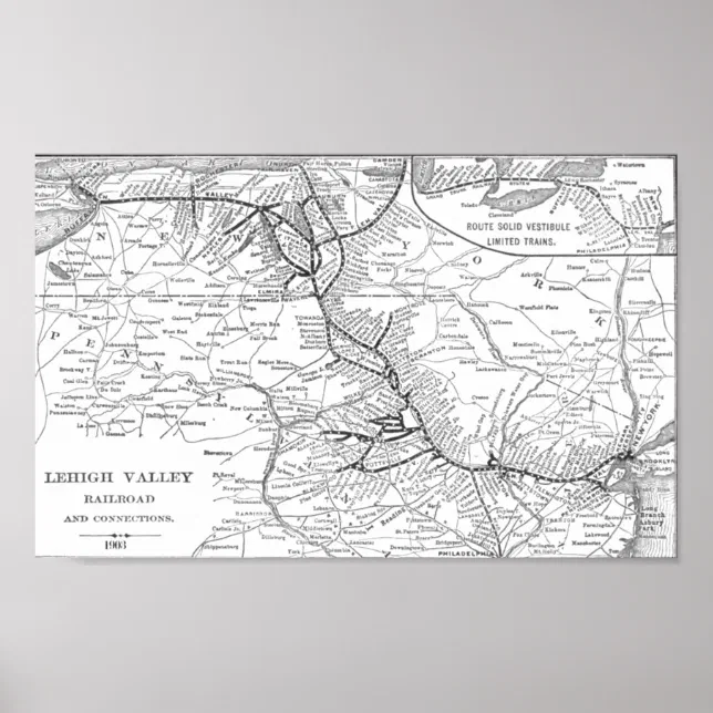 Lehigh Valley Railroad Map 1903 Poster | Zazzle