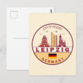 Leipzig Germany City Skyline Emblem Postcard | Zazzle