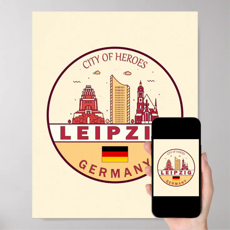 Leipzig Germany City Skyline Emblem Poster | Zazzle