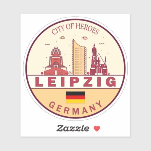 Leipzig Germany City Skyline Emblem Sticker | Zazzle