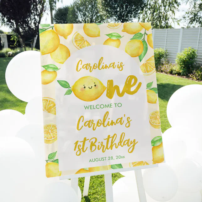 Lemon 1st Birthday Party Welcome Acrylic Sign | Zazzle