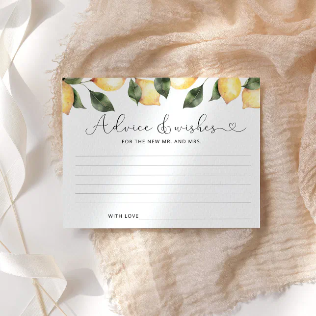 Lemon advice and wishes bridal shower card | Zazzle