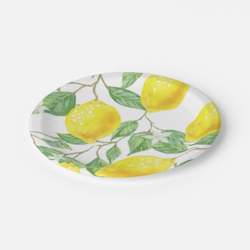 Lemon and Leaves Party Time Citrus Paper Plate | Zazzle