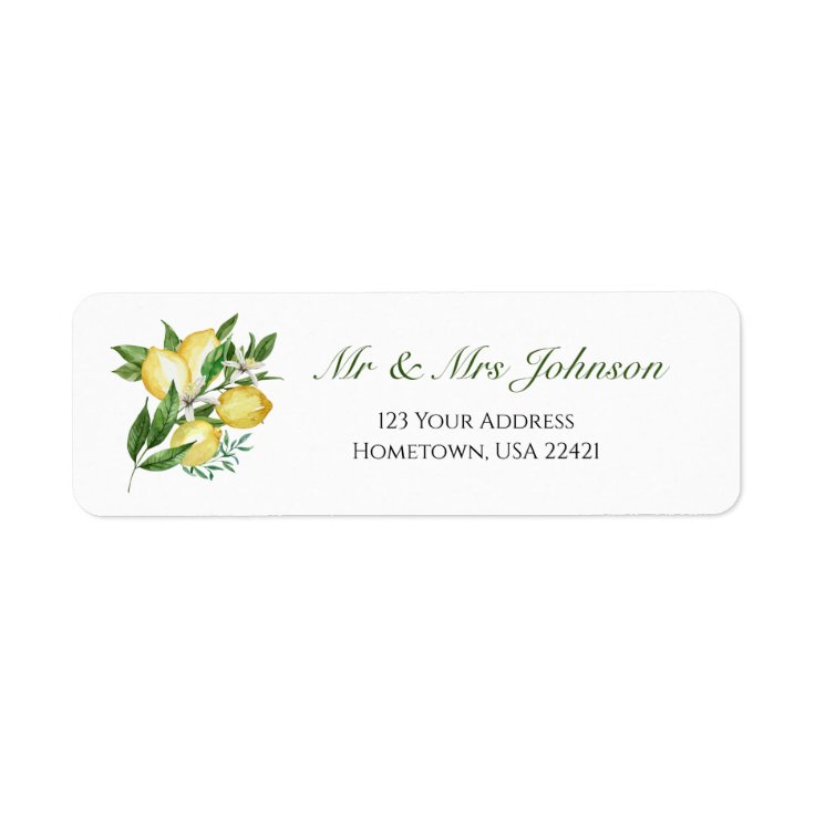 Lemon and Leaves Watercolor Floral Label | Zazzle