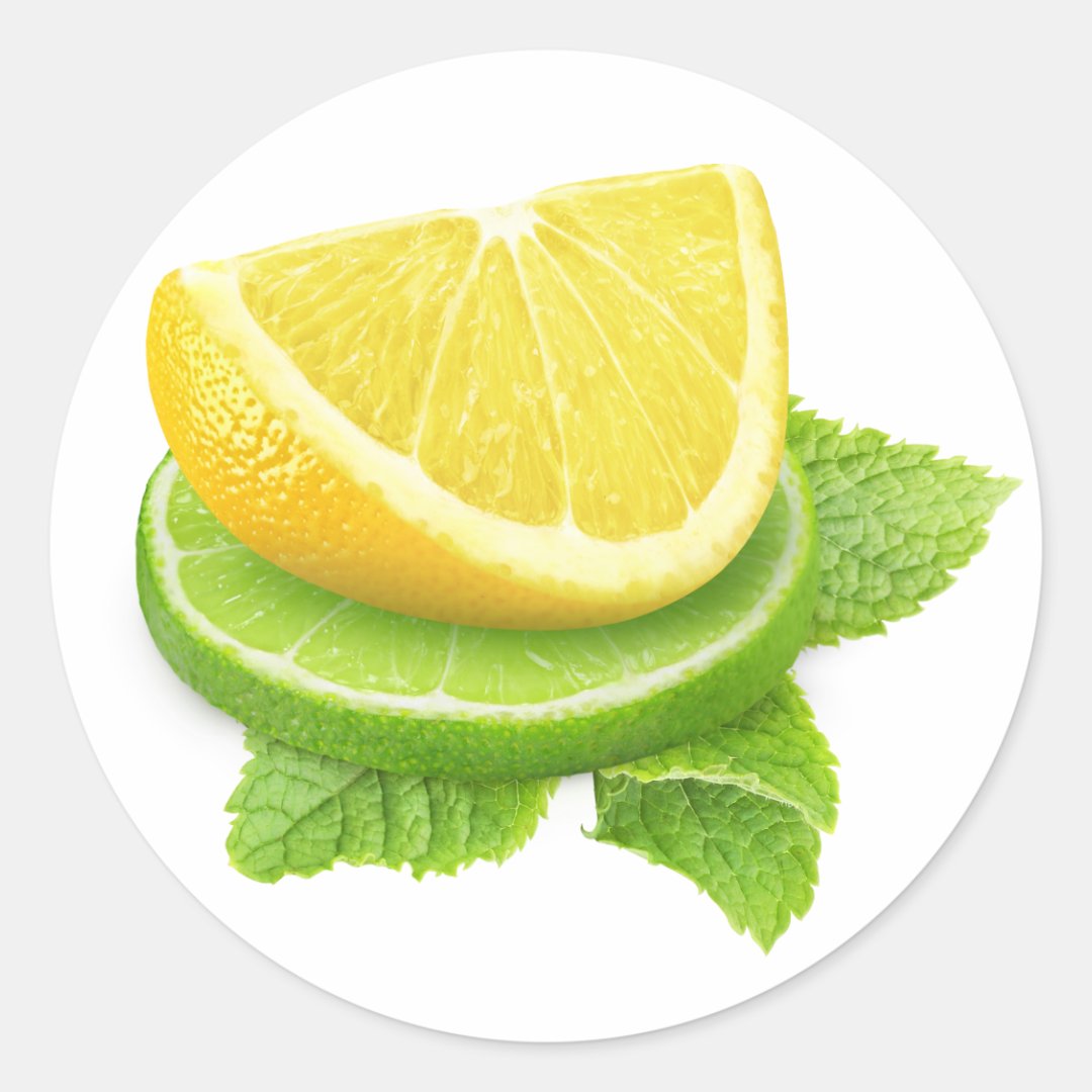 Lemon and lime slices classic round sticker | Zazzle