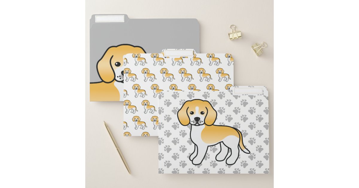 Lemon And White Beagle Cute Cartoon Dog File Folder | Zazzle