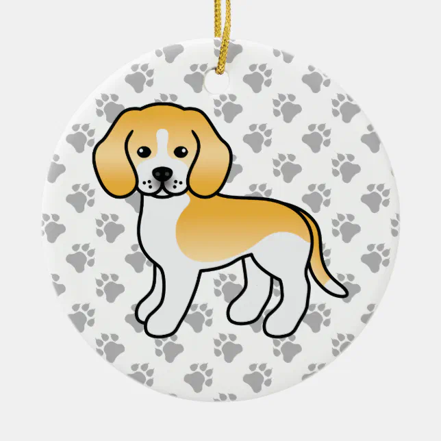 Lemon And White Beagle Dog Cartoon Illustration Ceramic Ornament | Zazzle