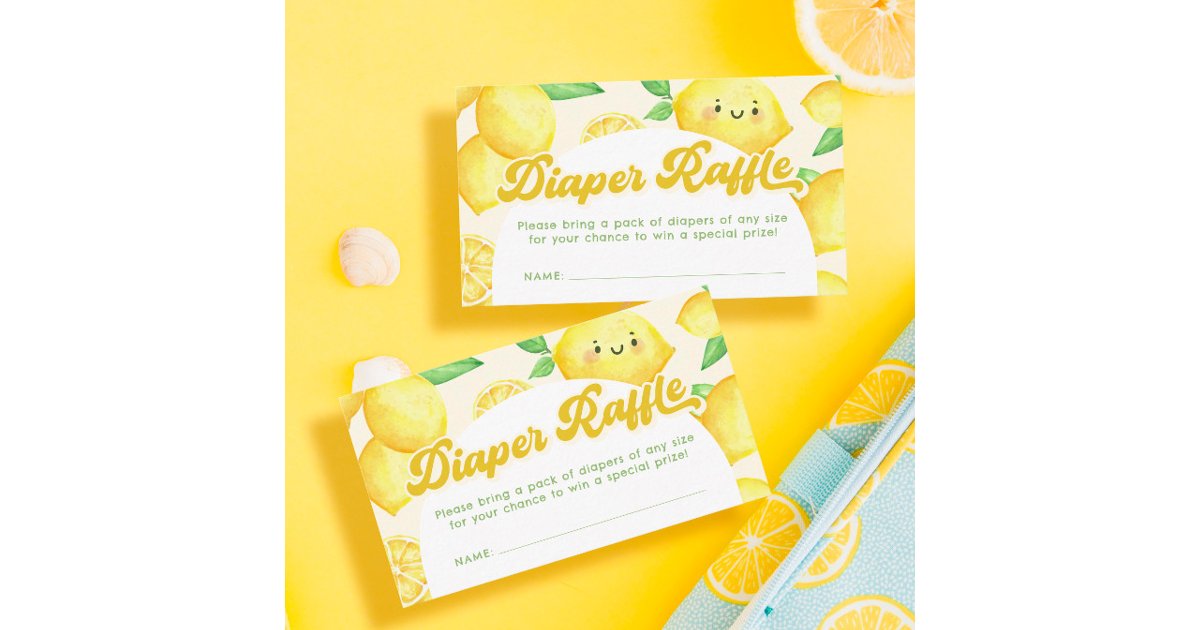 Lemon Baby Shower Diaper Raffle Tickets Enclosure Card | Zazzle