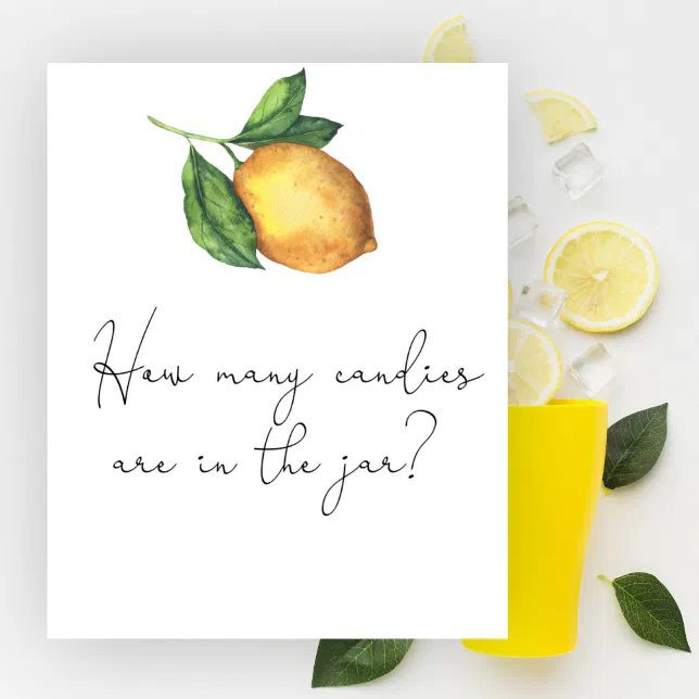 Lemon baby shower Guess how many candies Poster | Zazzle