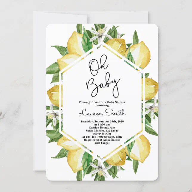 Lemon Baby Shower Invitation | Zazzle