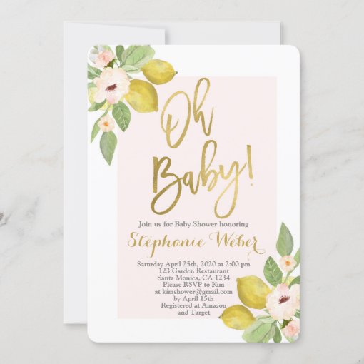 Lemon Baby shower Invitation | Zazzle