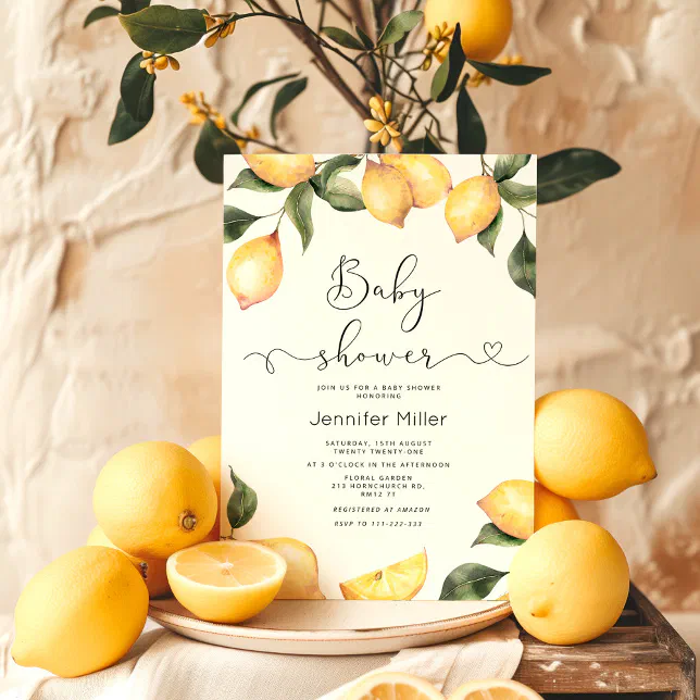 Lemon baby shower invitation | Zazzle