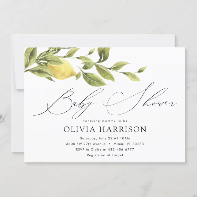 Lemon Baby Shower Invitation | Zazzle