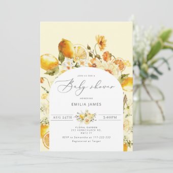 Lemon baby shower invitation. Elegant citrus baby Invitation | Zazzle