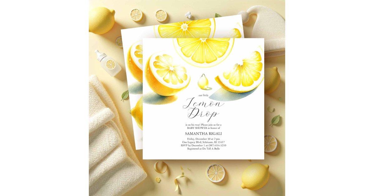 Lemon Baby Shower Invitations Lemon Drop Theme | Zazzle