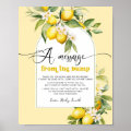 Lemon baby shower message from the bump poster | Zazzle