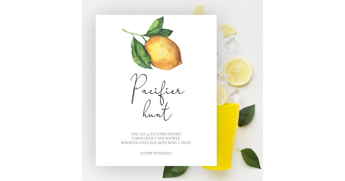 Lemon baby shower Pacifier hunt game Poster | Zazzle