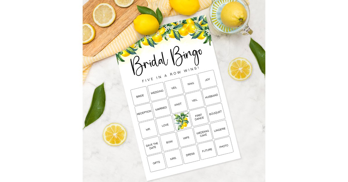 Lemon Bingo Game Bridal Shower Card | Zazzle