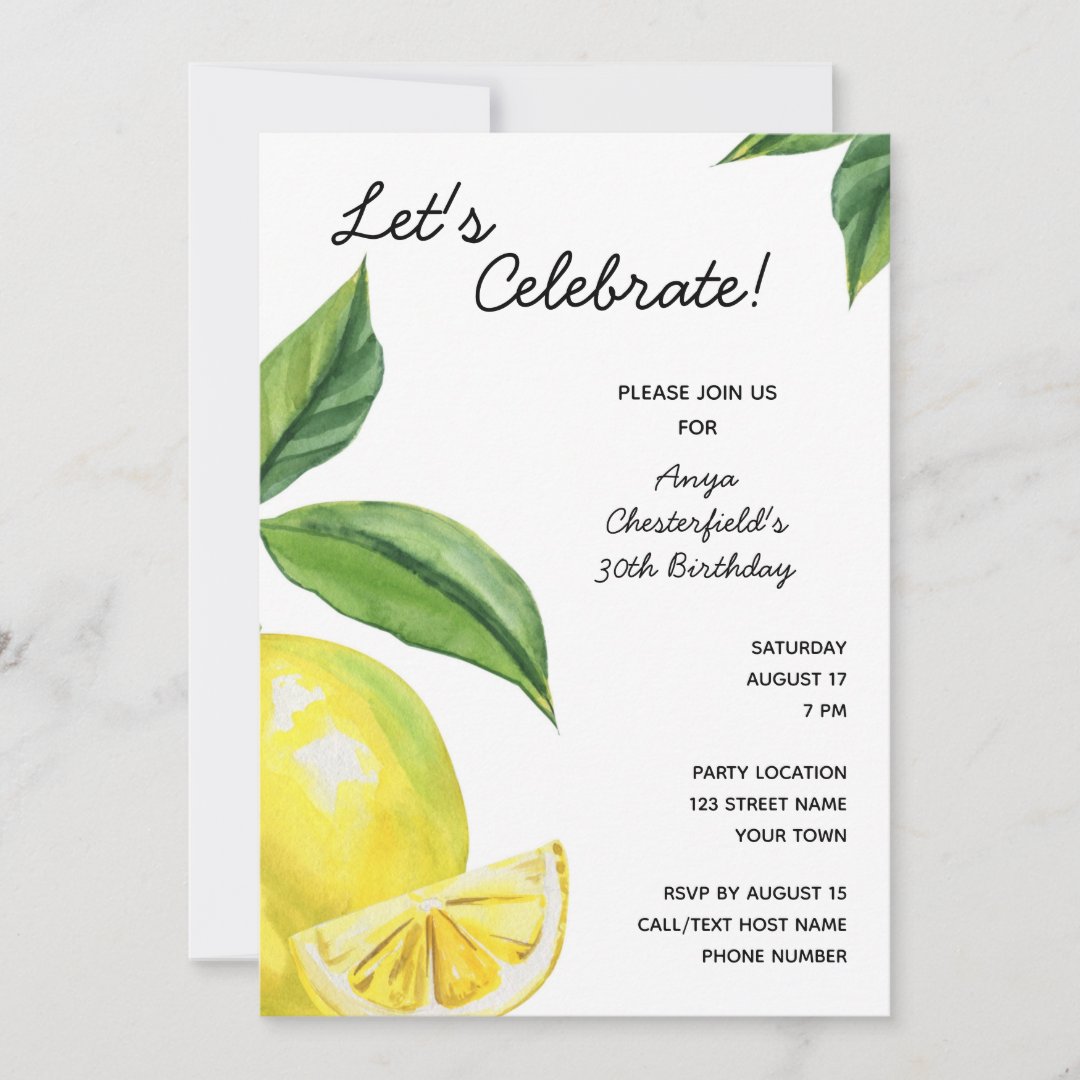 Lemon Birthday Invitation | Zazzle
