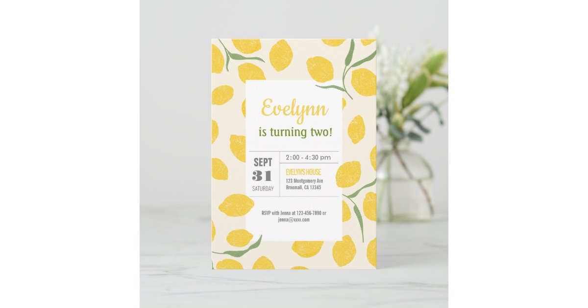 Lemon Birthday Invitation | Zazzle