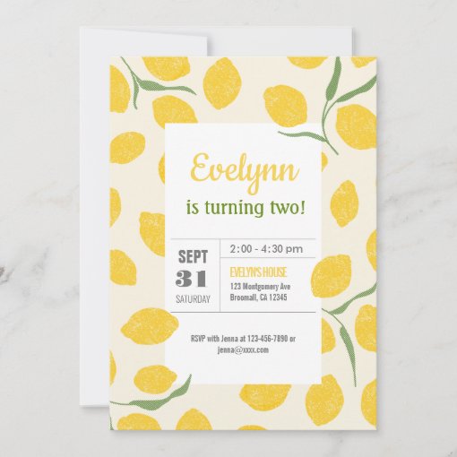 Lemon Birthday Invitation | Zazzle