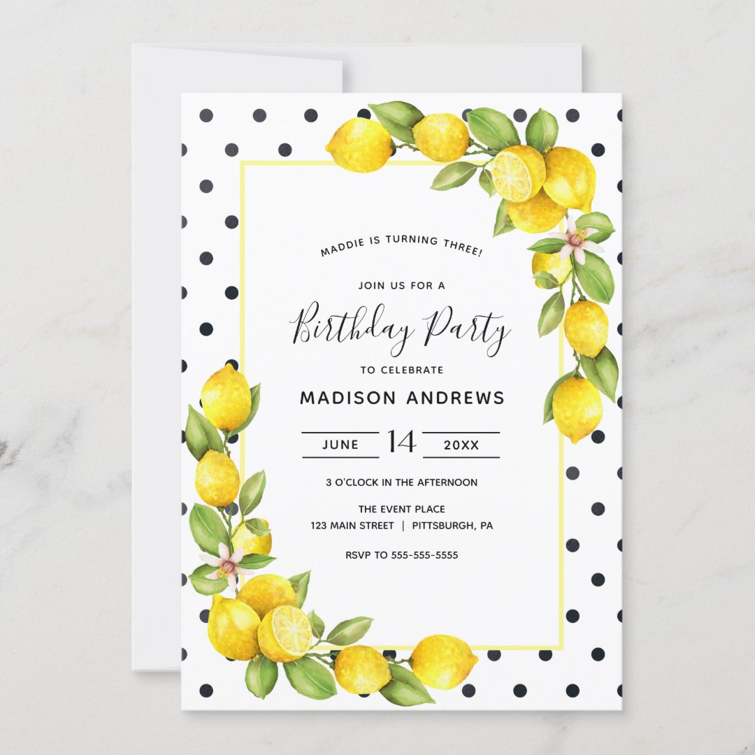 Lemon Birthday Invitation | Zazzle
