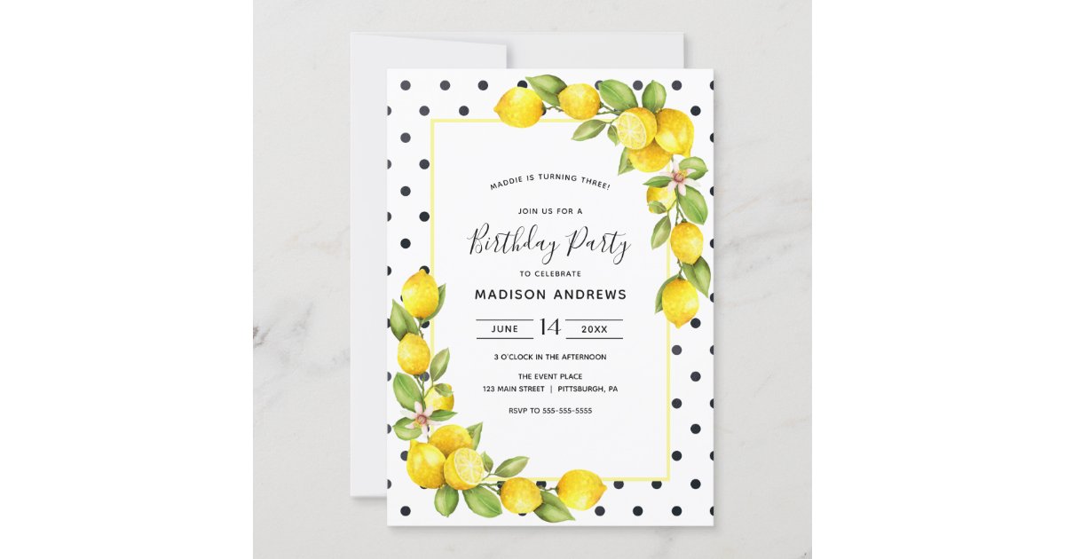 Lemon Birthday Invitation | Zazzle