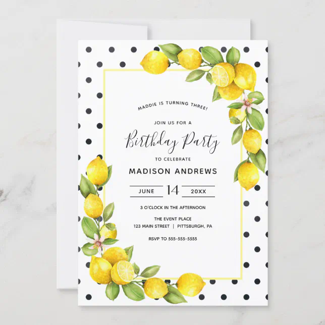Lemon Birthday Invitation | Zazzle