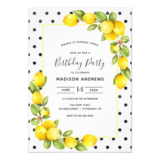 Lemon Birthday Invitation | Zazzle.com