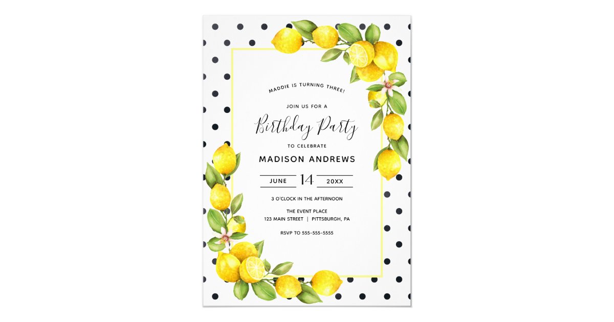 Lemon Birthday Invitation | Zazzle.com