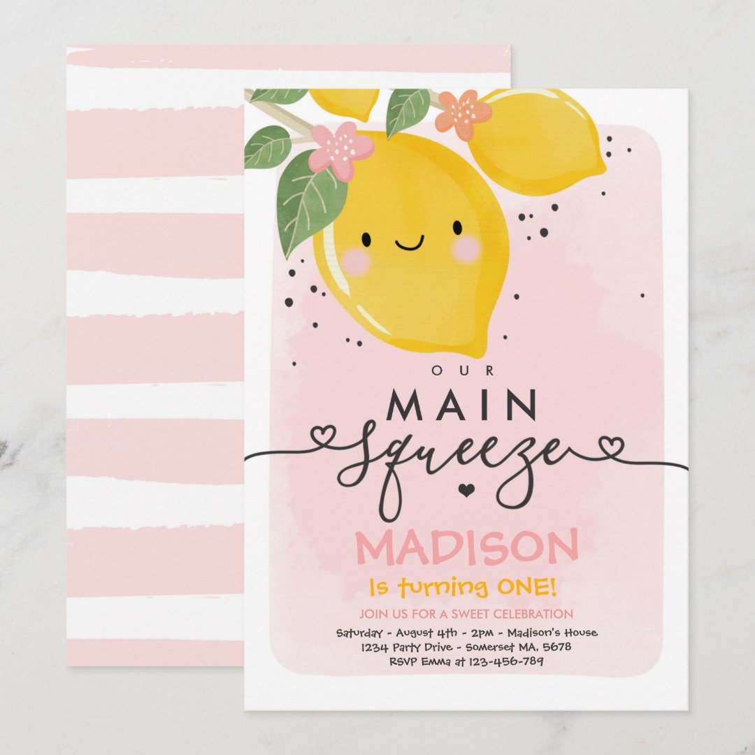 Lemon Birthday Invitation Our Main Squeeze Party | Zazzle