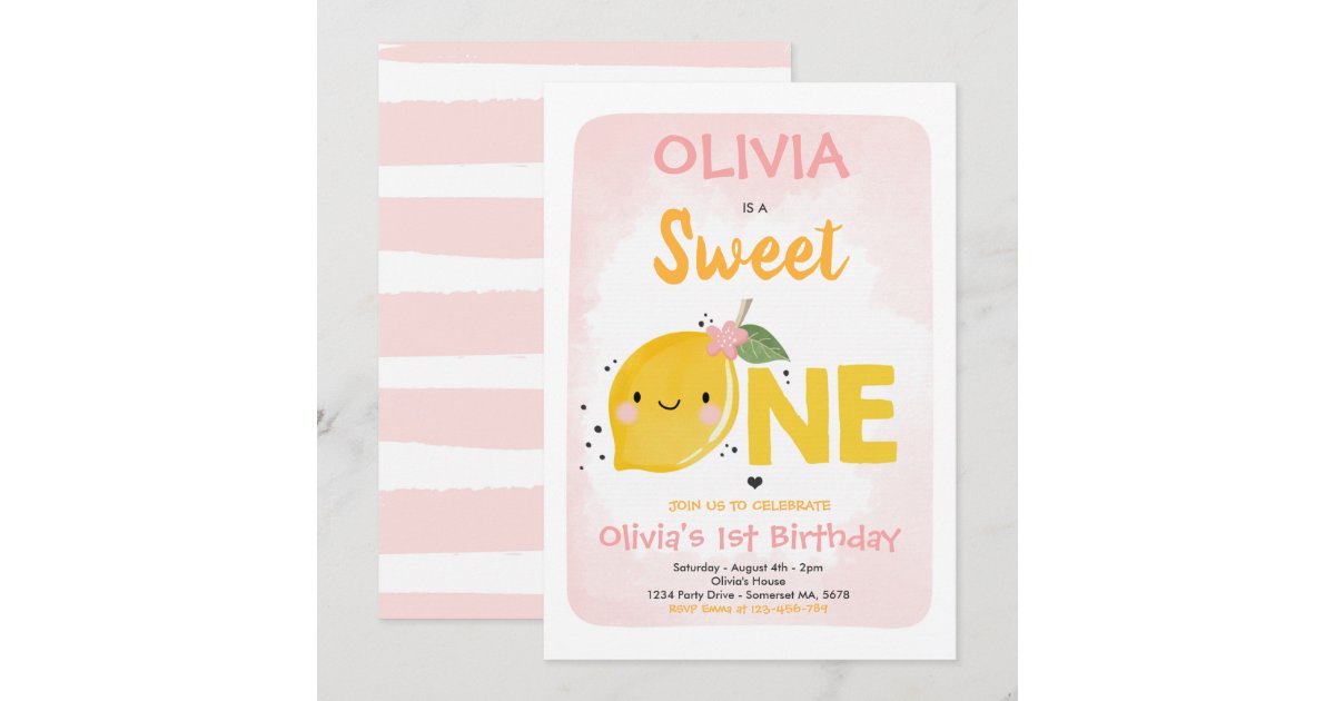 Lemon Birthday Invitation Sweet One 1st Birthday | Zazzle