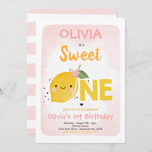Lemon Birthday Invitation Sweet One 1st Birthday | Zazzle