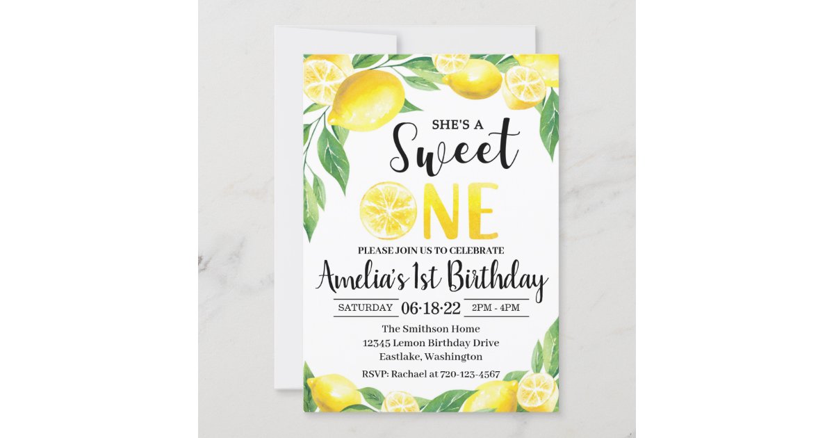 Lemon Birthday Invitation | Sweet One Invitation | Zazzle