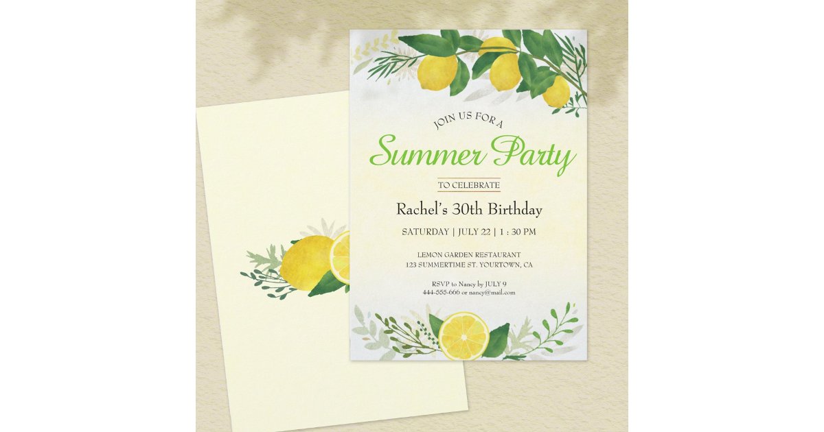 Lemon Birthday Party Invitation | Zazzle