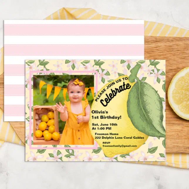 Lemon Birthday Photo Invitation | Zazzle