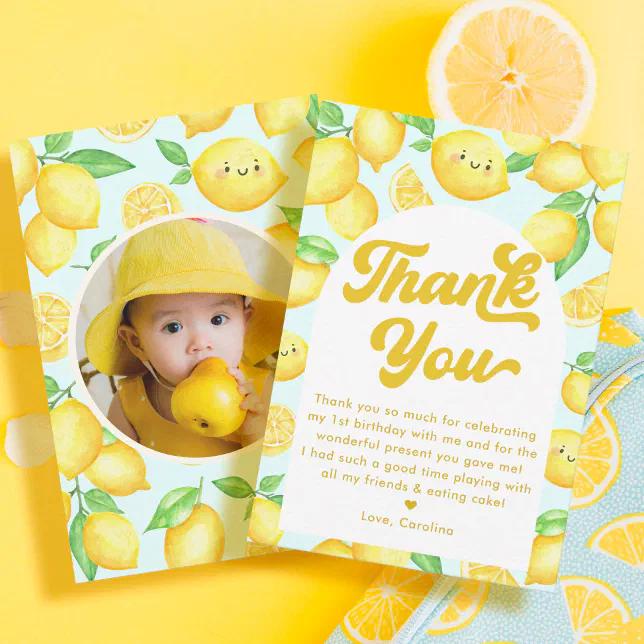 Lemon Birthday Thank You Card | Zazzle