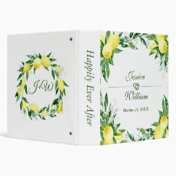 Lemon Blossom Watercolor Custom Wedding Binder | Zazzle